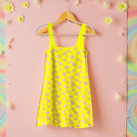 Zara | Dresses | Zara Yellow And Pink Floral Pattern Dress | Poshmark